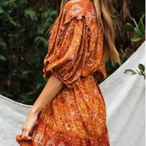 Dresses | Flirty Burnt Orange Boho Mini Dress | Poshmark